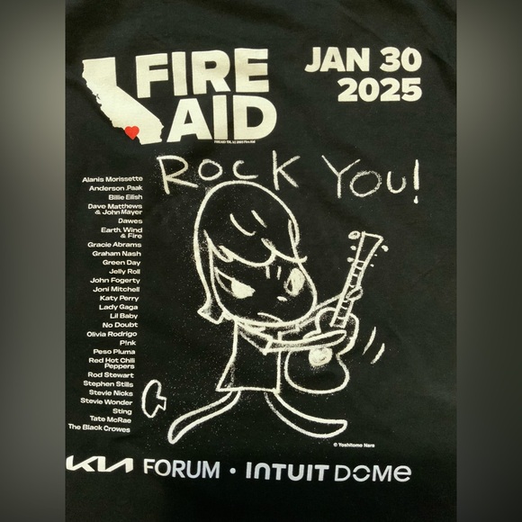 Shirts | American Apparel Yoshitomo Nara Fire Aid 225 Concert Lineup ...